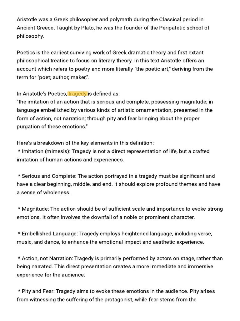 Aristotle Poetics - 250502 - 213202 | PDF | Poetics (Aristotle) | Tragedy