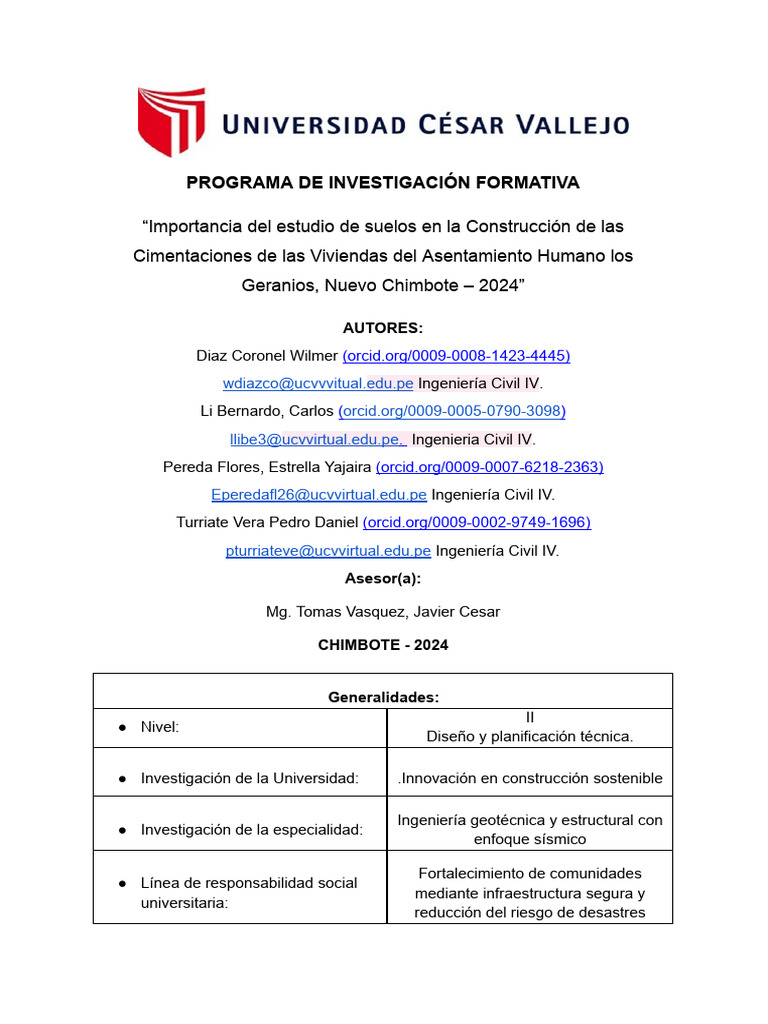 INVESTIGACIÓN FORMATIVA - MECÁNICA de SUELOS - G8 -“Importancia Del Estudio de Suelos en La ...