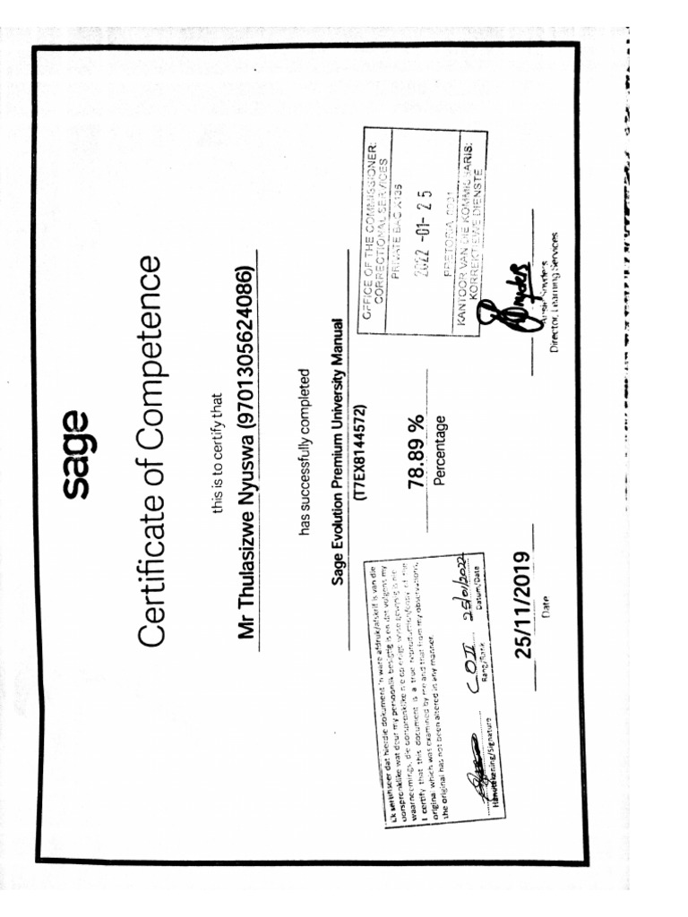 Sage Certificate | PDF