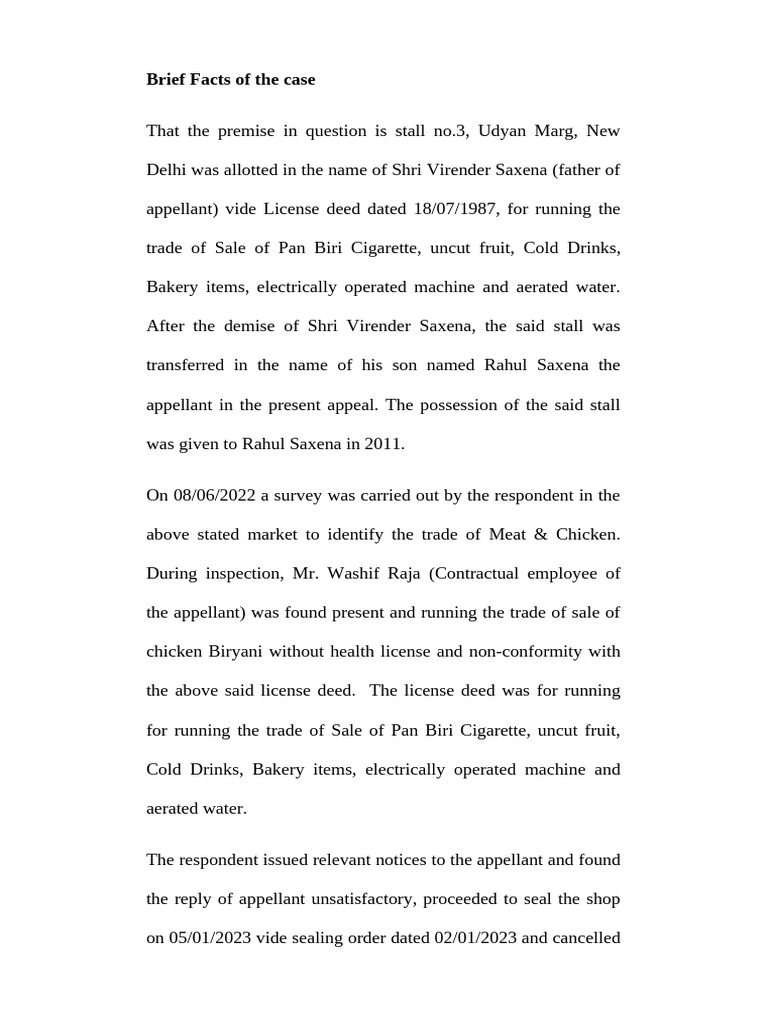 Brief Facts of The Case | PDF