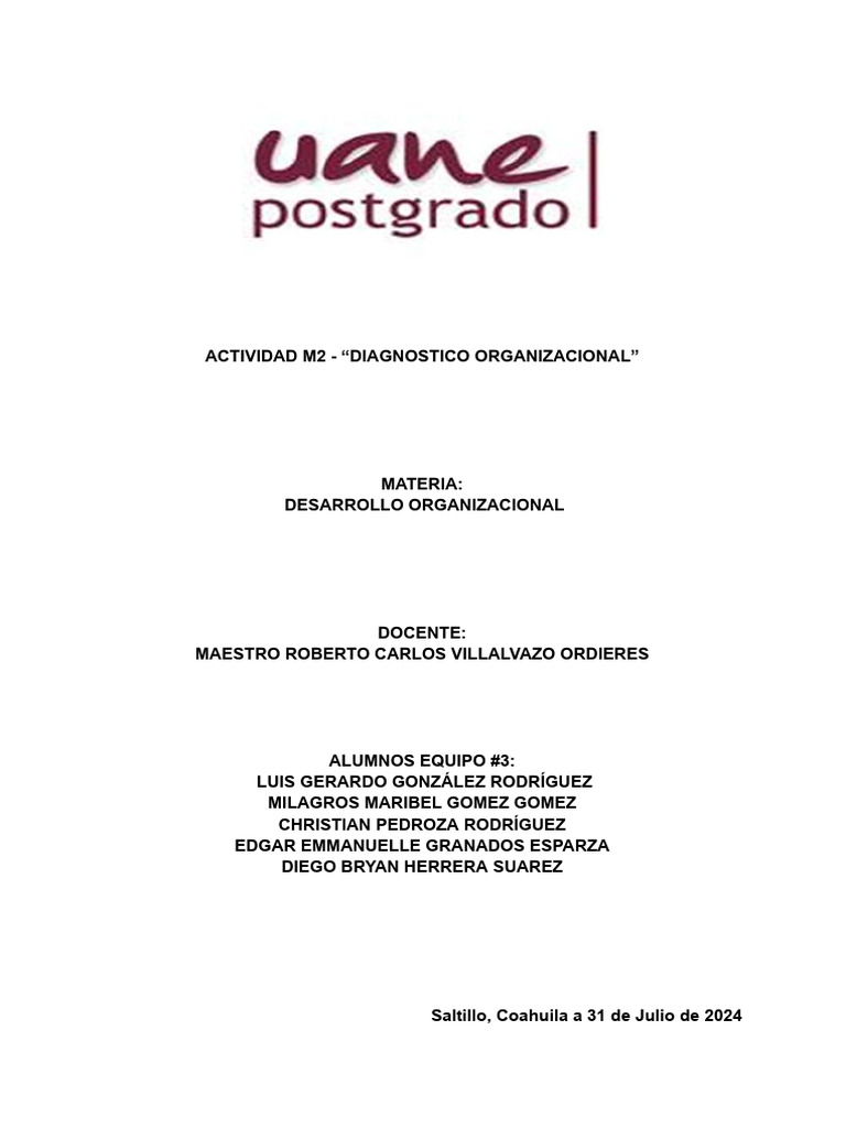 Actividad 2 - Equipo 3 - Diagnostico Organizacional | PDF | Hotel | Análisis FODA