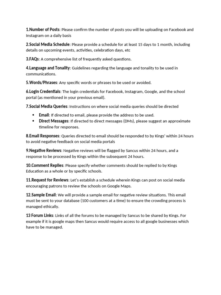 List of Requirements - Kings Education | PDF