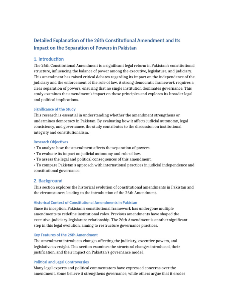 Detailed Explanation 26th Amendment | PDF | Governance | Separation Of ...