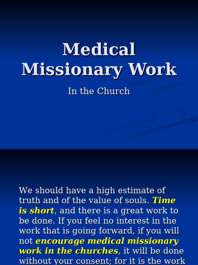Importance of Medical Missionary Work | PDF | Jesus | Christian Mission