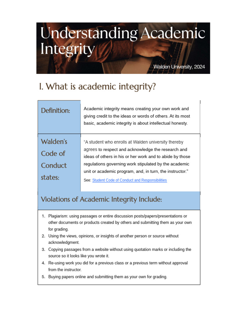 Academic Integrity Resources Pdf Plagiarism Academic Integrity