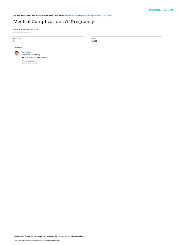 Medical Complications of Pregnancy: August 2020 | PDF | Pregnancy | Anemia