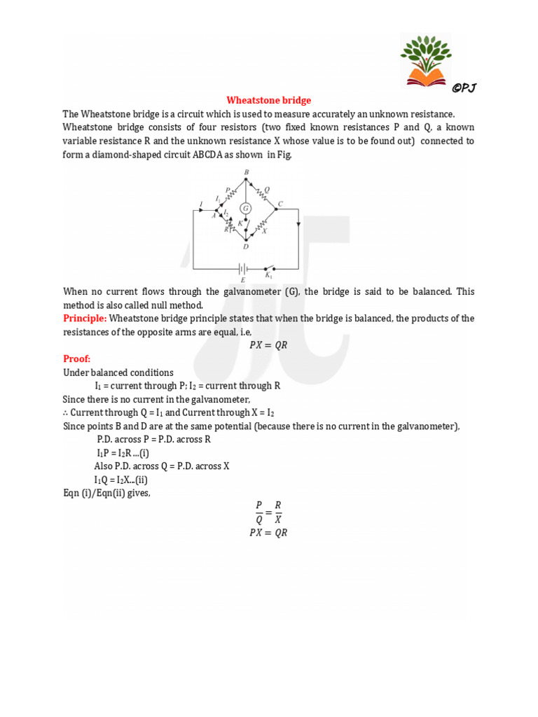 Wheatstone Bridge | PDF