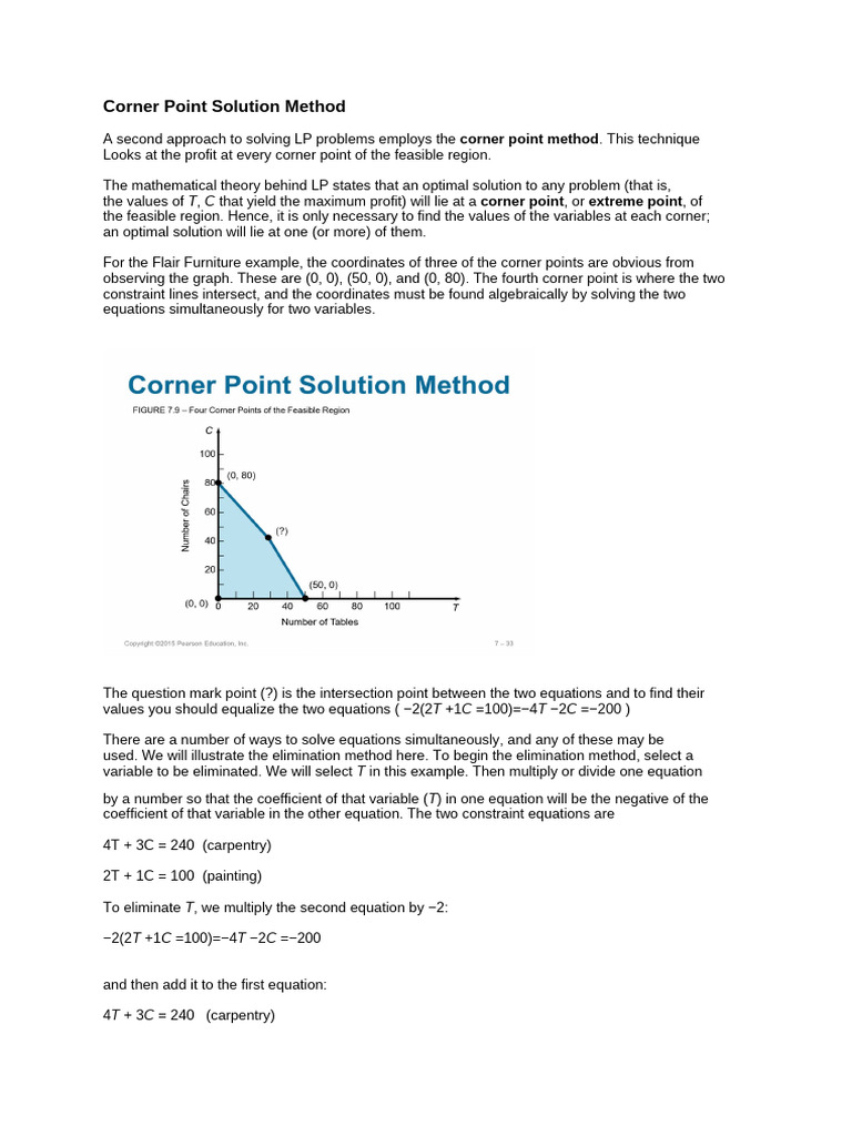 Corner Point Method for LP Optimization | PDF | Equations ...