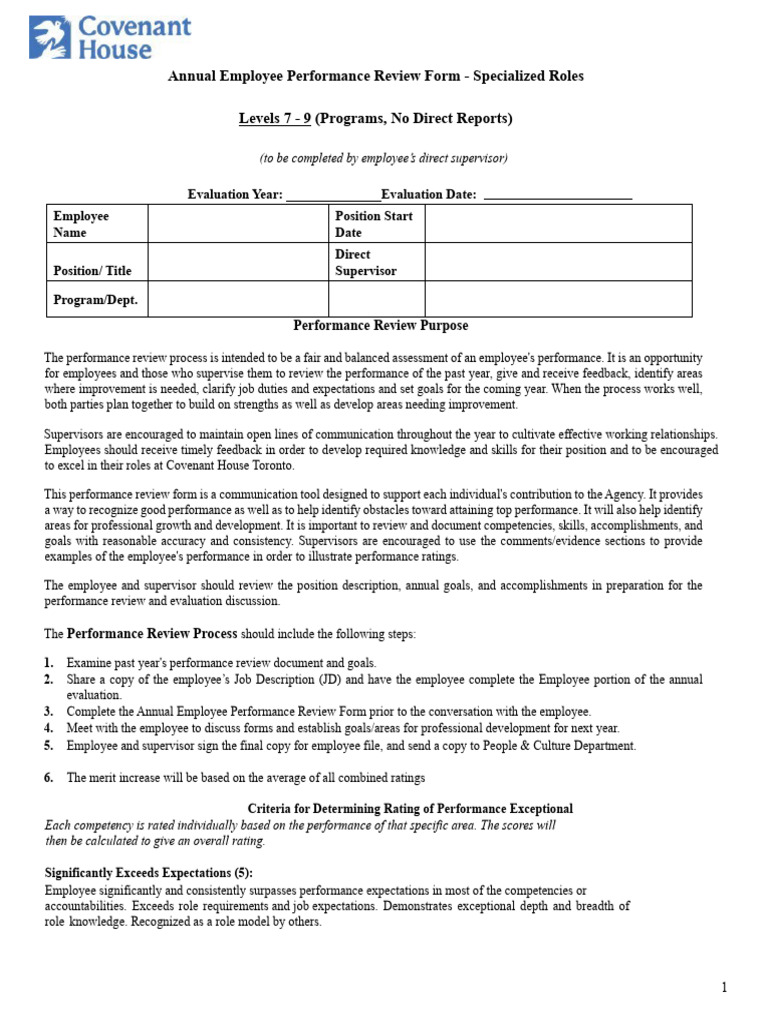 Employee Annual Review - Specialized Roles Programs | PDF | Goal ...