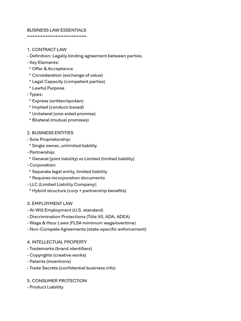 Business Law Essentials Overview | PDF