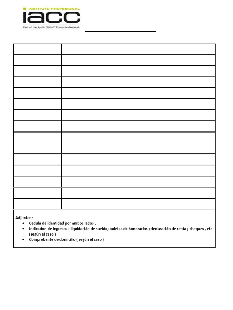 Ficha Postulacion Iacc | PDF