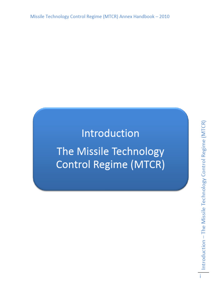 Introduction The Missile Technology Control Regime (MTCR) (PDFDrive ...