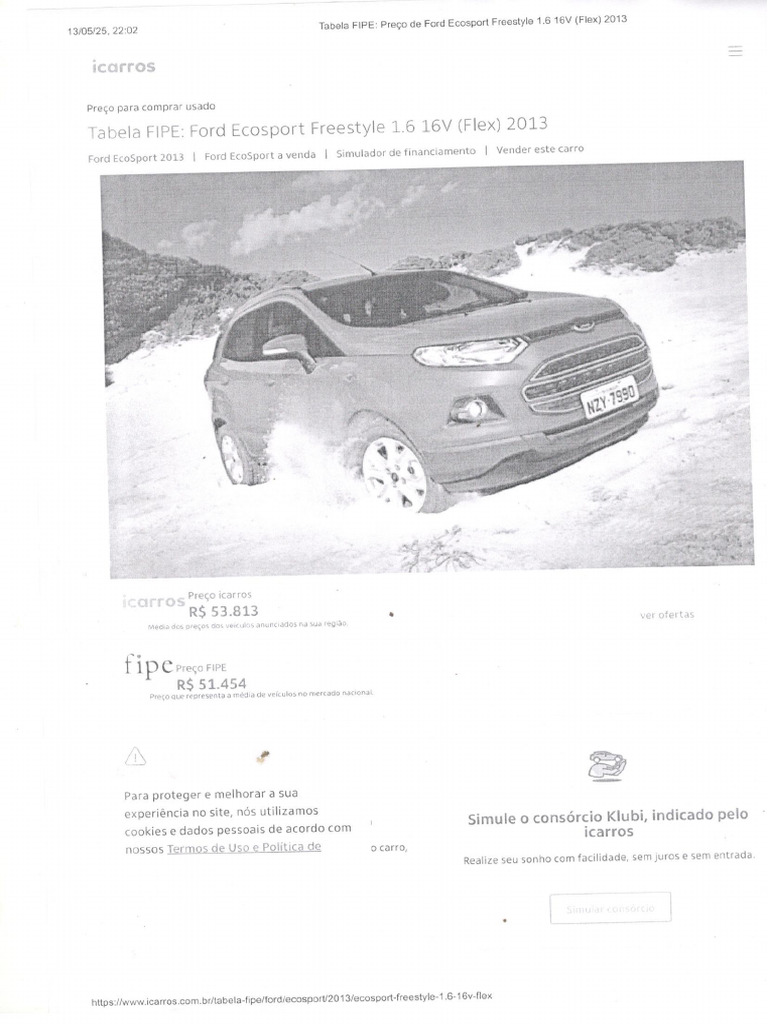 Andresa Tabela Fipe Ecosport | PDF