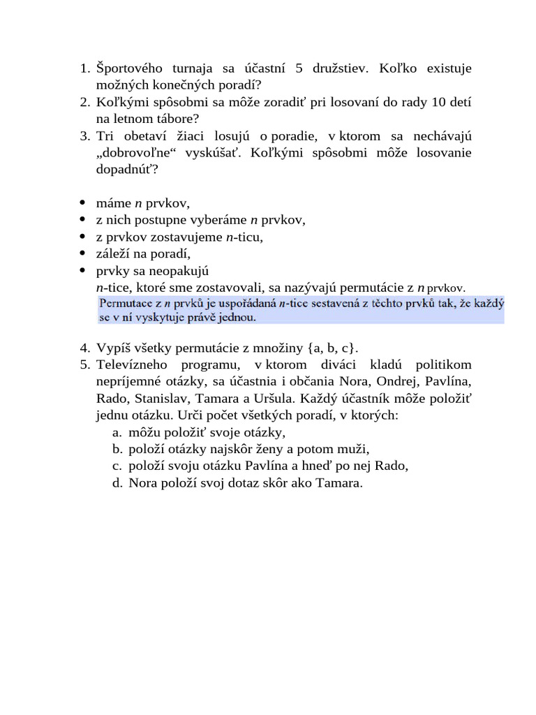 Ulohy Kombinatorika 2 | PDF