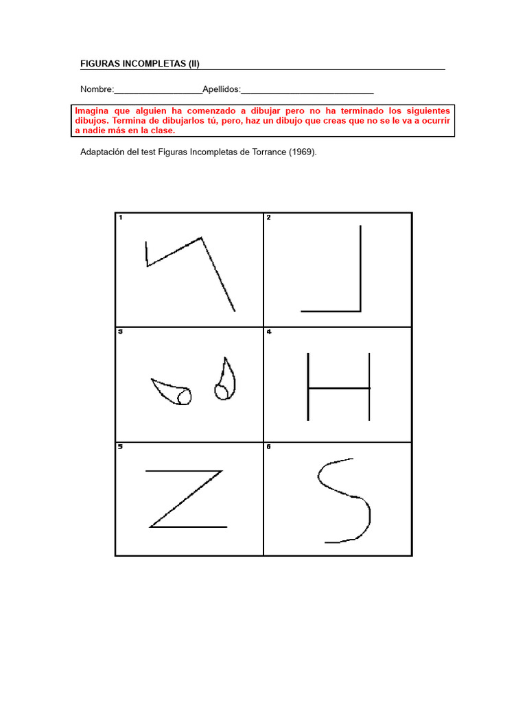 Test de Torrance: Figuras Incompletas | PDF