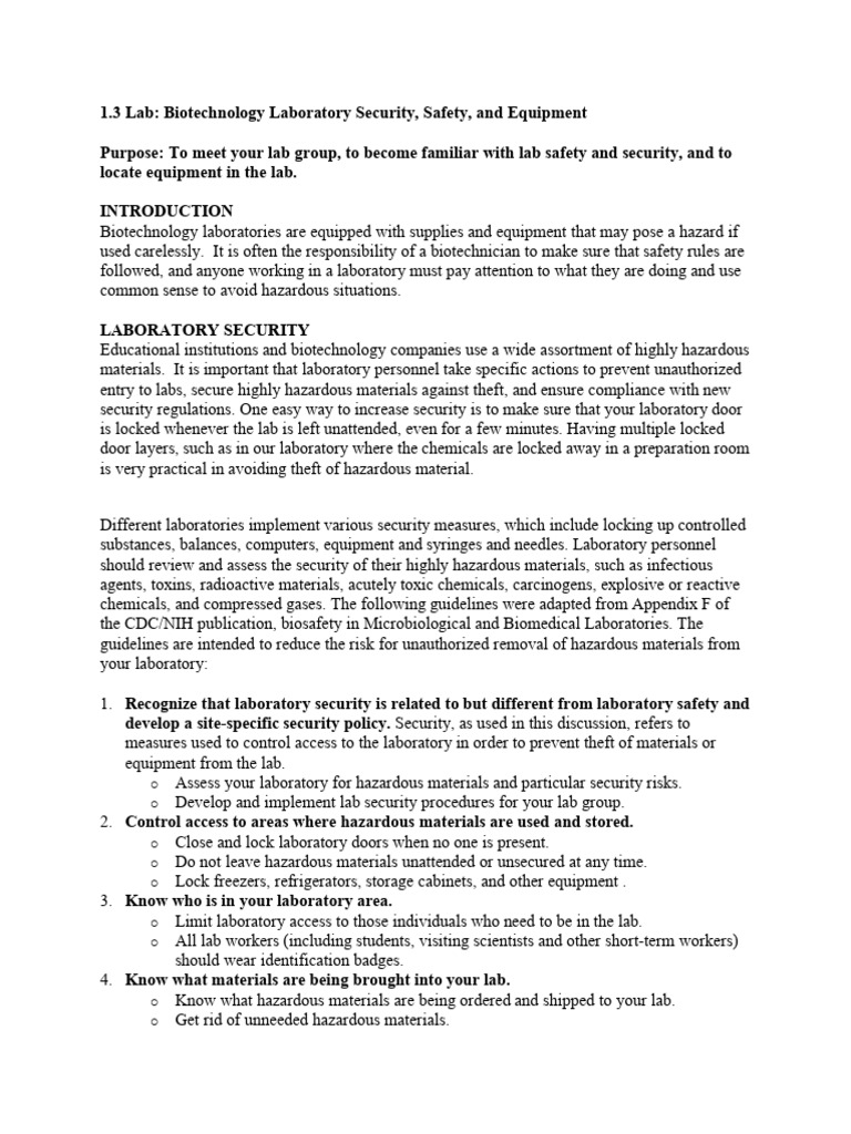 1.3 4.lab - Safety.security - Equipment | PDF | Laboratories ...