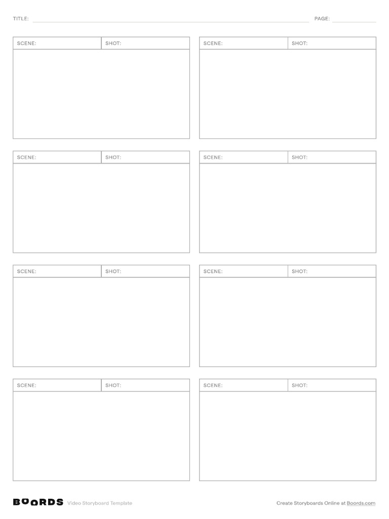 Video Storyboard Template A4 8 Panel Vertical | PDF