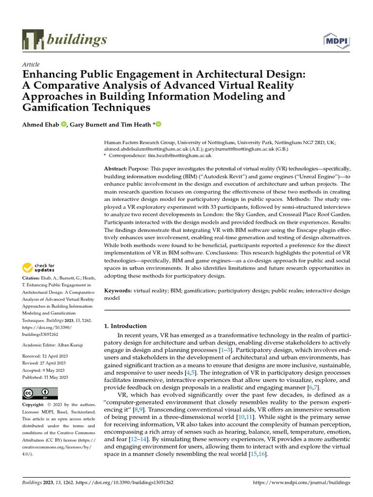 buildings-13-01262-v2 | PDF | Virtual Reality | Building Information Modeling