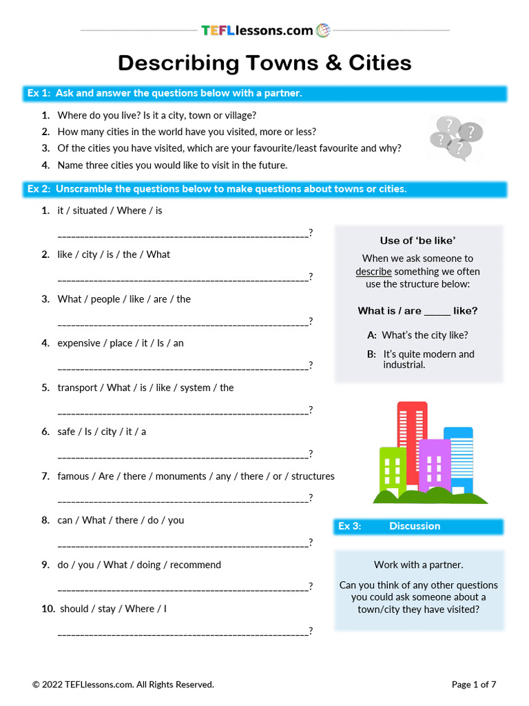 Describing Towns and Cities | PDF | Adjective | Verb