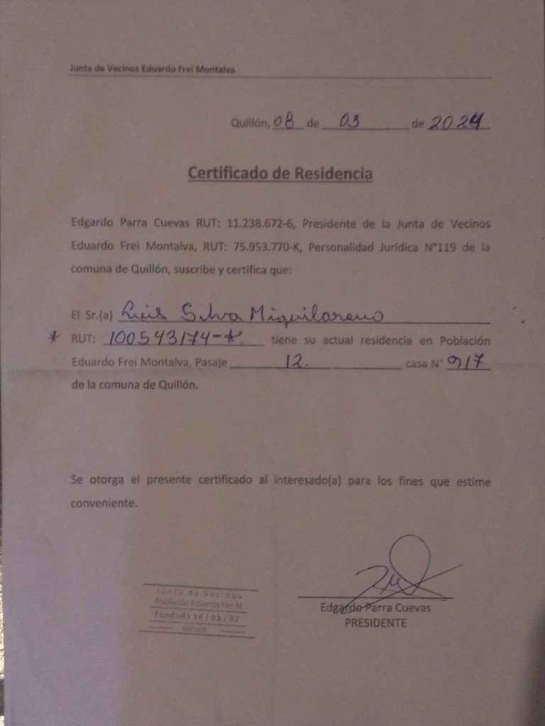 Documento 11, Cert Residencia, LUIS HIJO | PDF