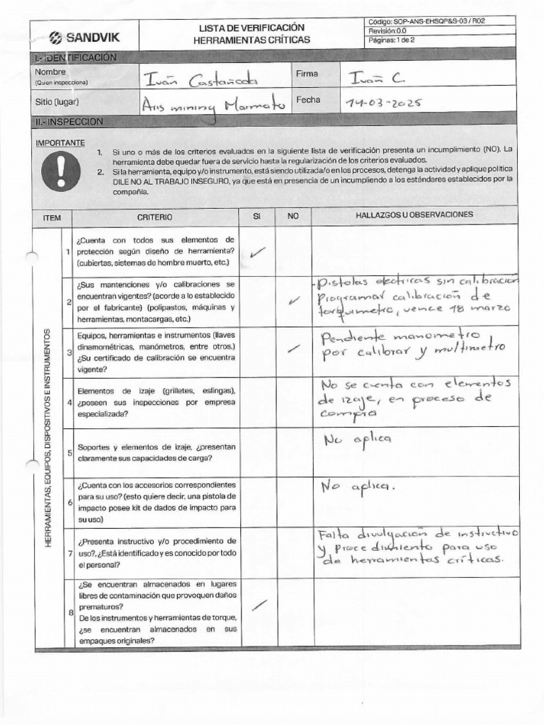 Auditoria - Verificación de Herramientas Críticas | PDF