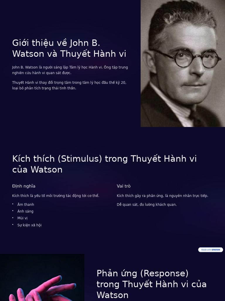 Gioi Thieu Ve John B Watson Va Thuyet Hanh Vi | PDF