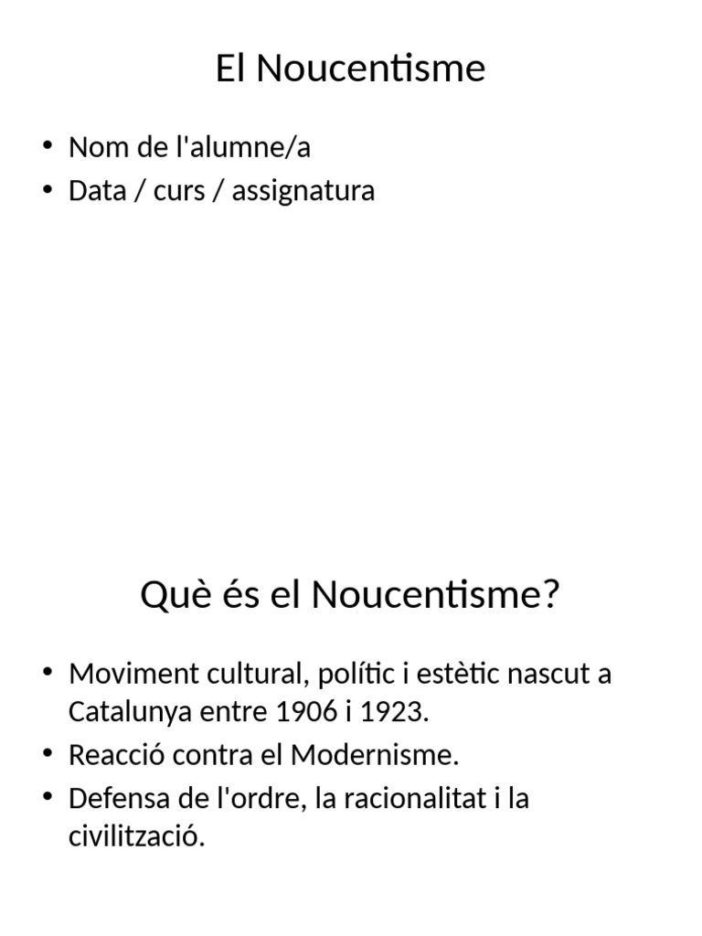 Presentacio Noucentisme | PDF