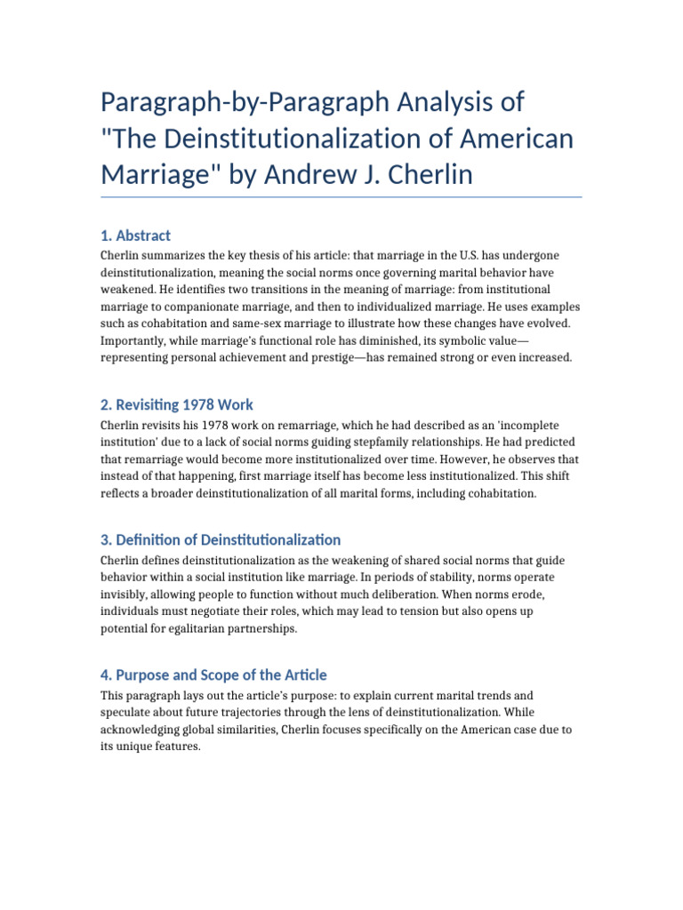 Deinstitutionalization Analysis by Paragraph | PDF