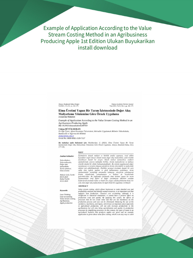 Example of Application According To The Value Stream Costing Method in ...