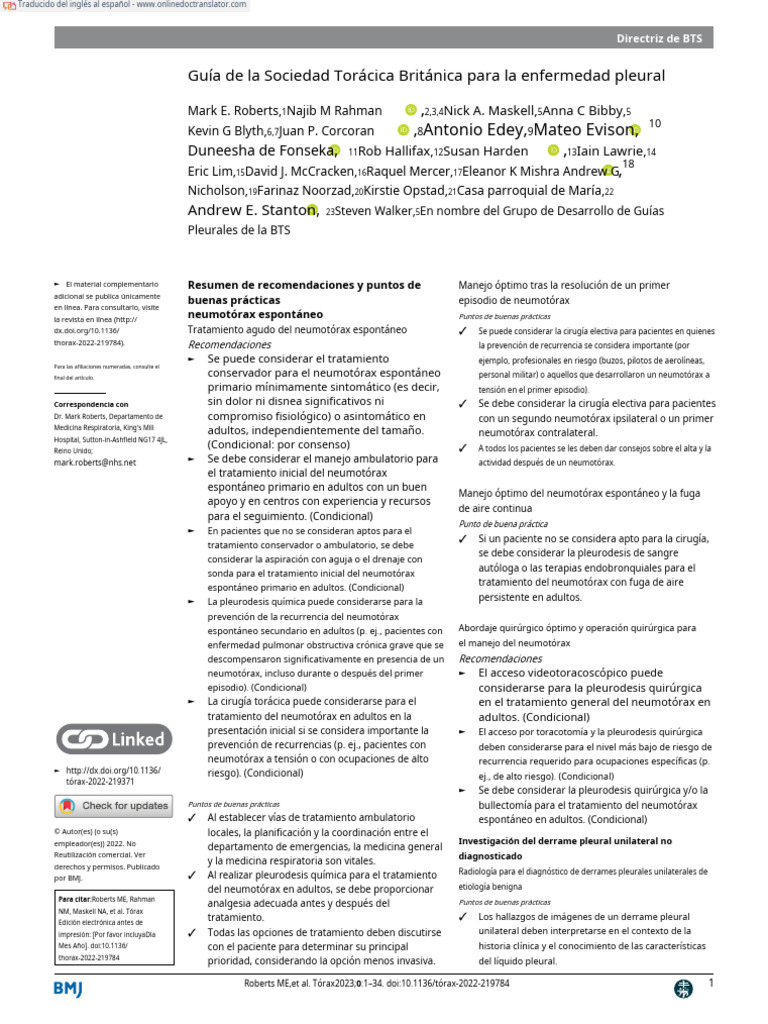 Guía de La Sociedad Torácica Británica para La Enfermedad Pleural - En.es | PDF | Enfermedades y ...