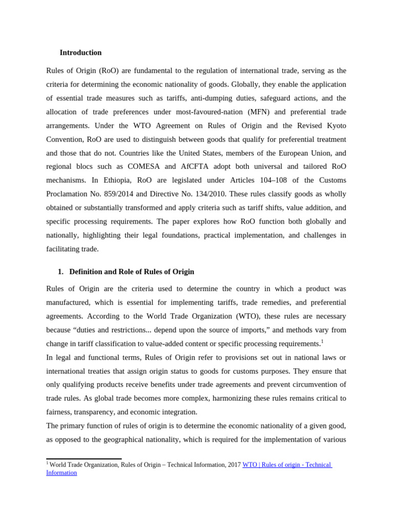 Rules of Origin Assign Final | PDF | Most Favoured Nation | World Trade ...