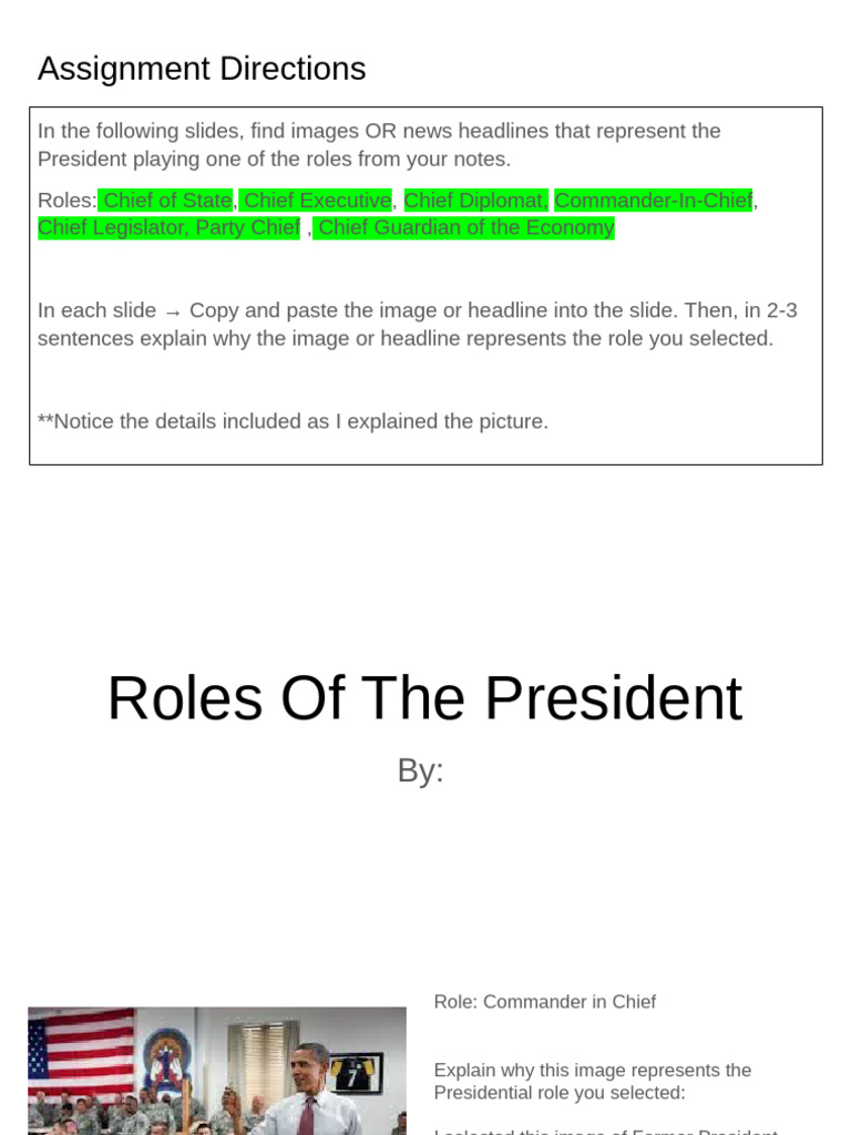 Chloe Scott - Roles of President Slides Assignment | PDF | Joe Biden ...