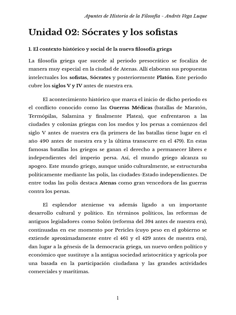 Unidad 02 - Sócrates y Los Sofistas | PDF | Sócrates | Platón