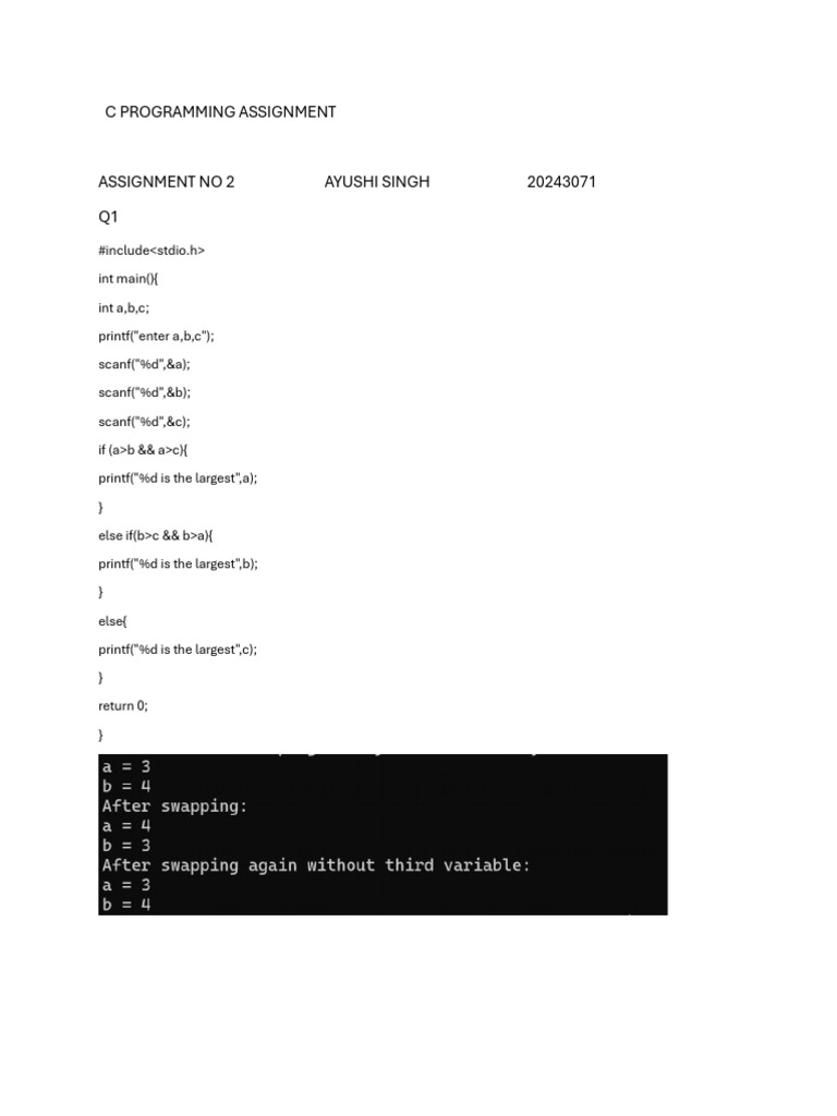 C Programming Assignment Solutions | PDF