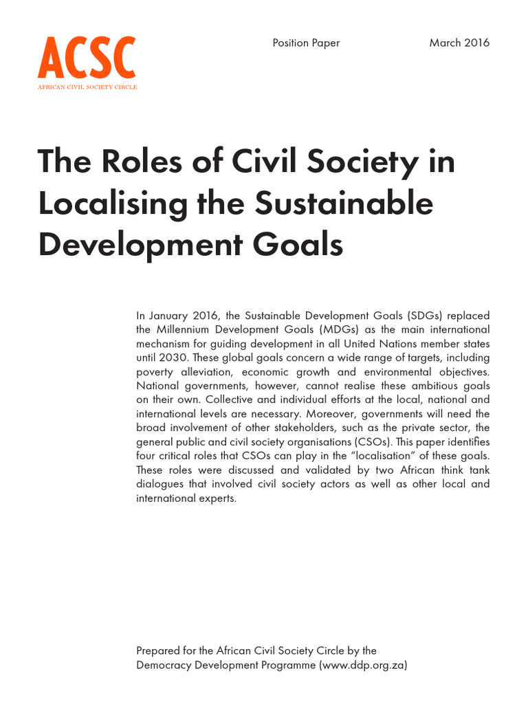 KAS CSO 2016 Localizing SDGs | PDF | Sustainability | Millennium Development Goals