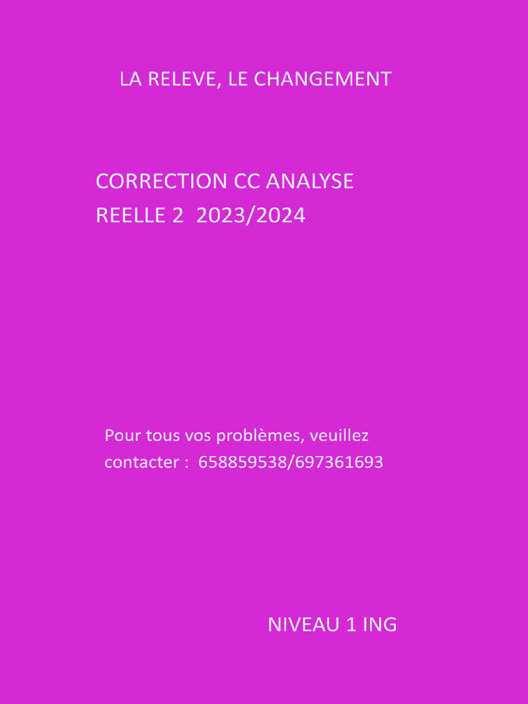 Correction CC 2024 Analyse ?LA RELÈVE ? | PDF