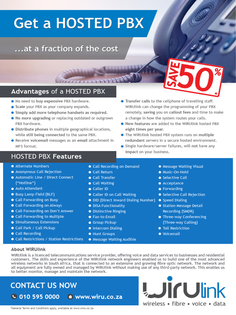 WIRUlink - Brochures - Hosted PBX | PDF | Voicemail | Information And Communications Technology