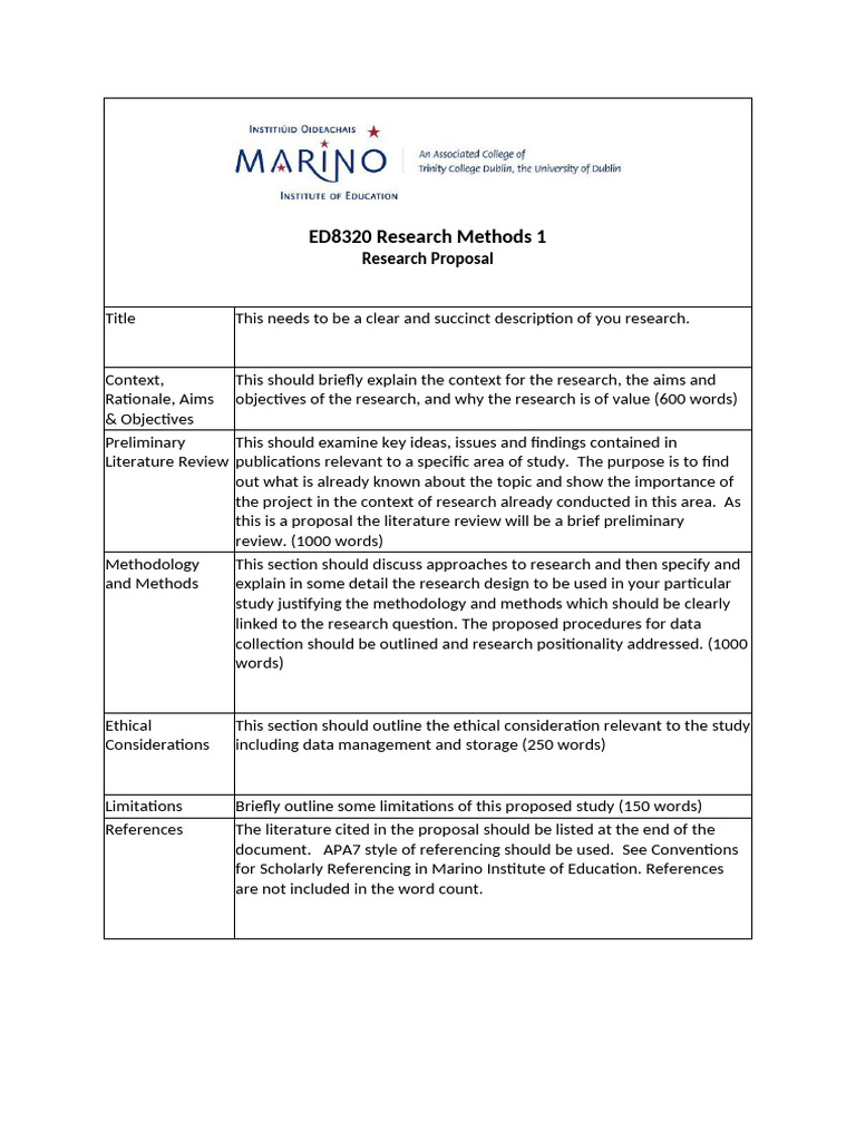 BEd3 Research Proposal Template (1) (6) | PDF