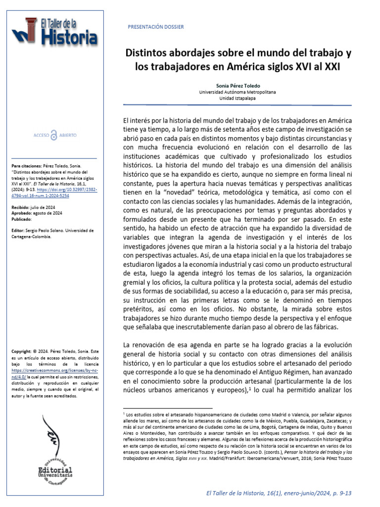 Distintos Abordajes Sobre El Mundo Del Trabajo y Los Trabajadores en ...