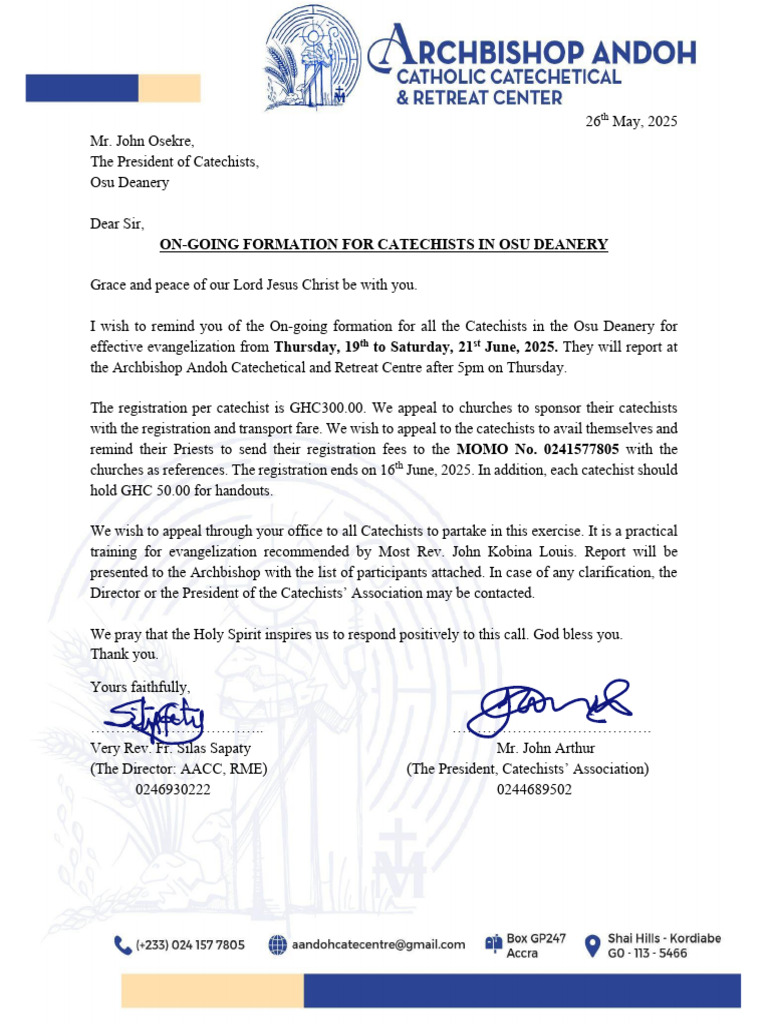 Letter To Osu For Catec Course Pres | PDF