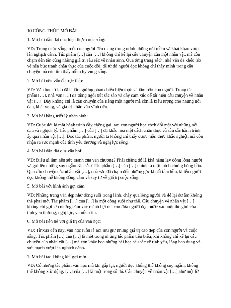 10 Công TH C M Bài | PDF