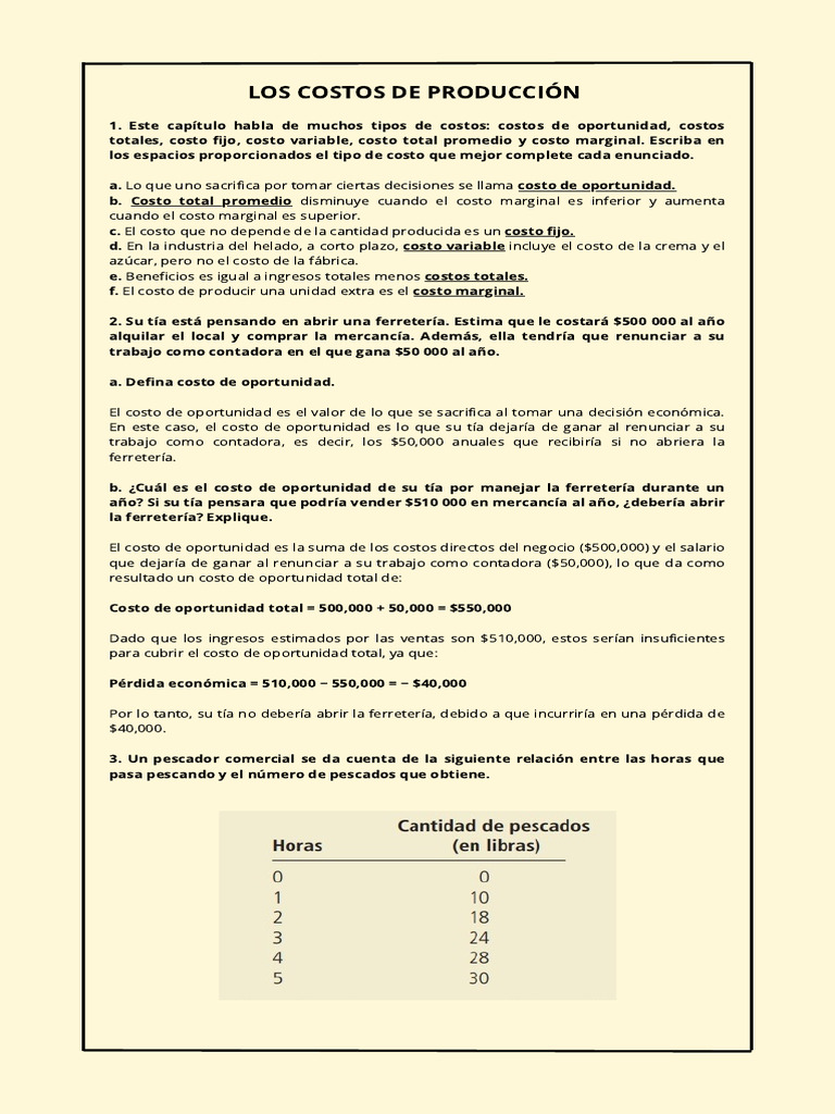 Los Costos de Producción | PDF | Costo marginal | Costo de oportunidad