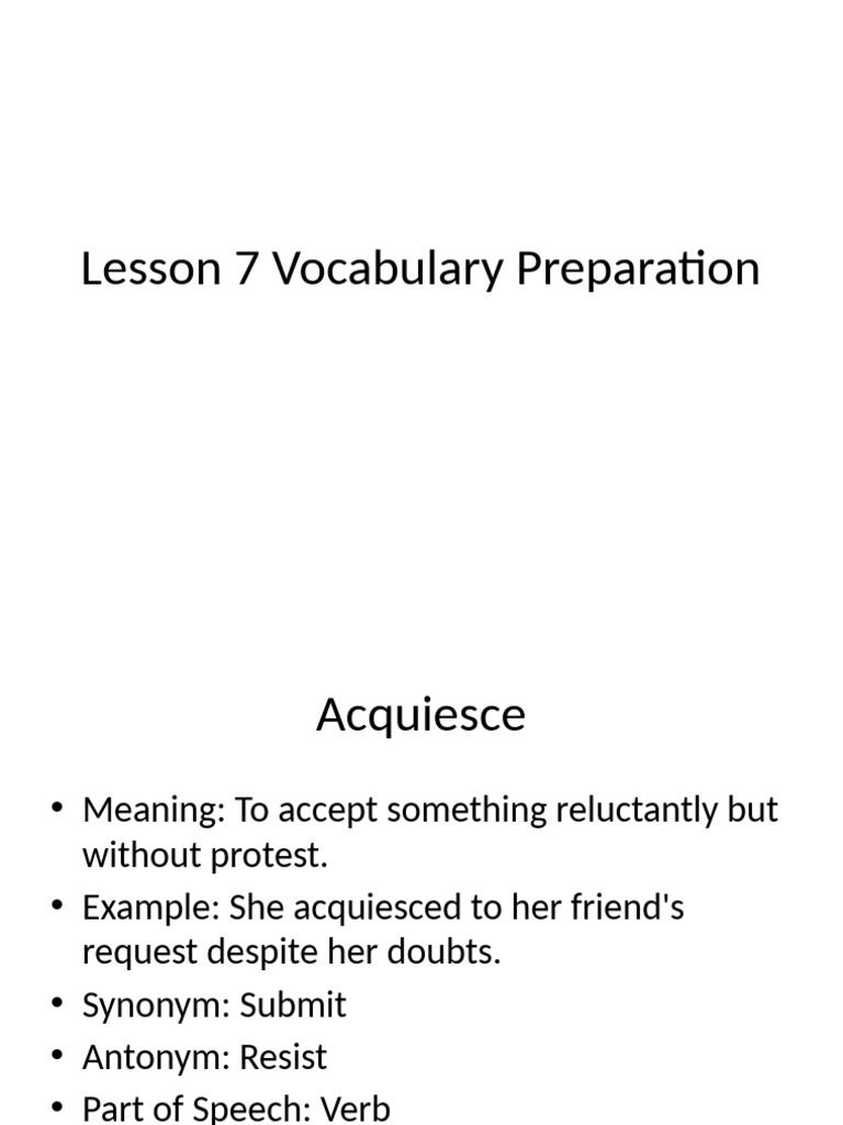 Lesson 7 Vocabulary Preparation | PDF