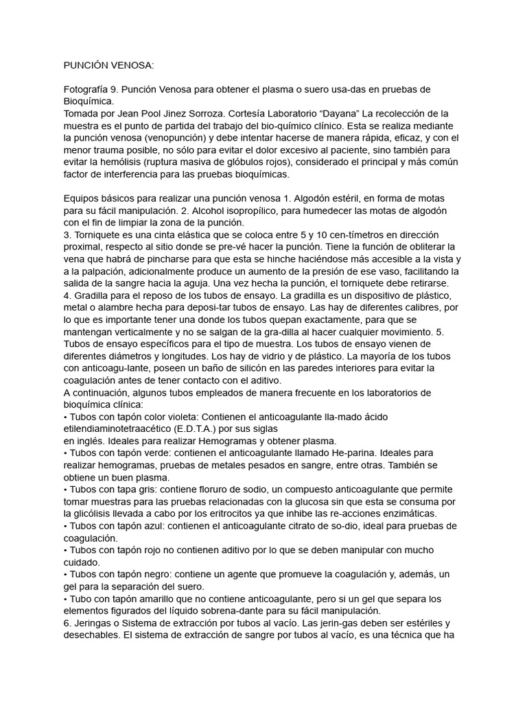 Guía de Punción Venosa para Bioquímica | PDF | Especialidades Medicas ...