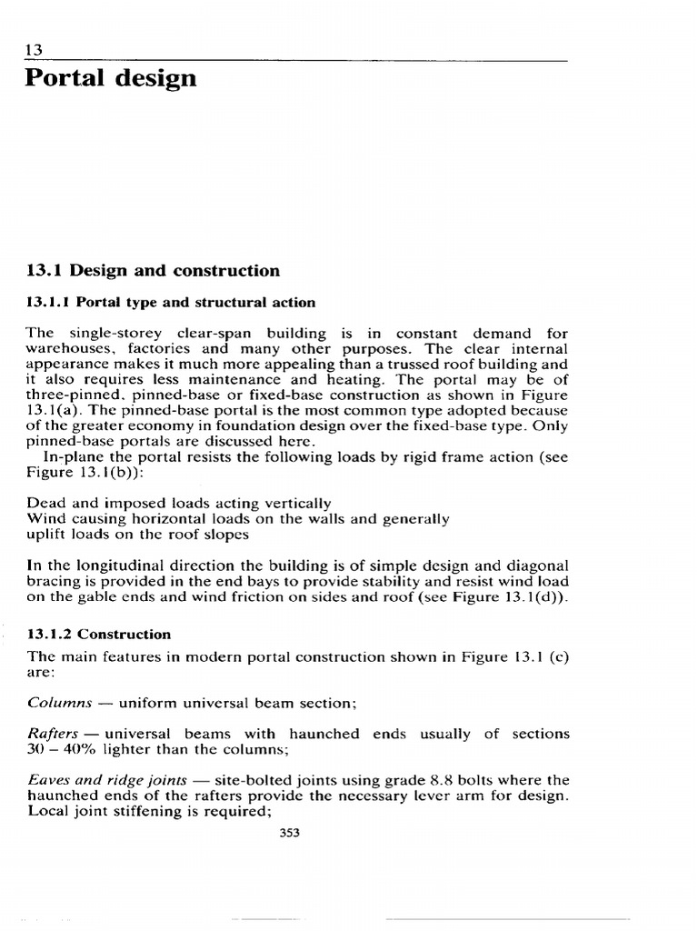 Portal Frame Design | PDF