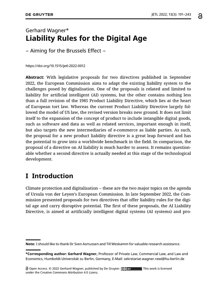Digital Age Liability Reform in EU | PDF | Legal Liability | Tort
