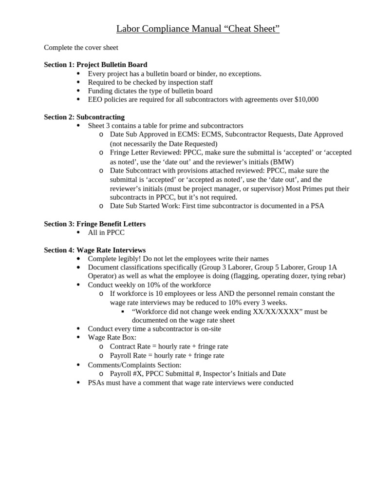 Labor Compliance Manual Overview | PDF | Payroll | Employment