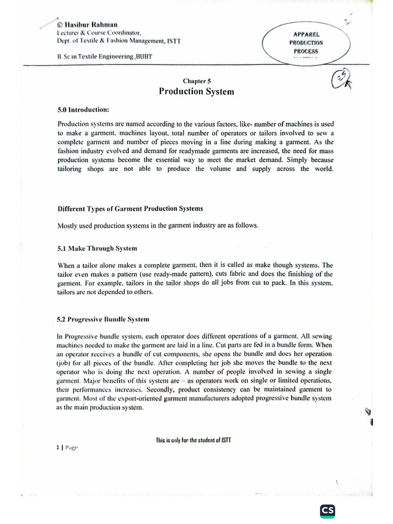 Apparel production process chapter -5 | PDF