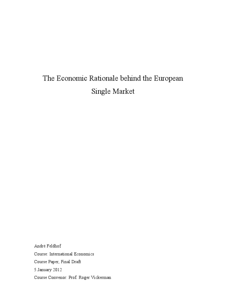 Economic Rationale for EU Single Market | PDF | Economic Surplus ...