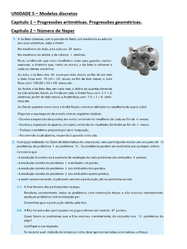 UNIDADE 5 - Capítulo 1 e 2 - Ficha 9 | PDF